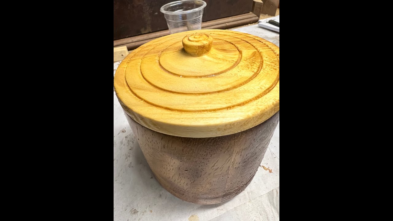 A lidded box with simple pine and laminated woods - Wood turning - YouTube