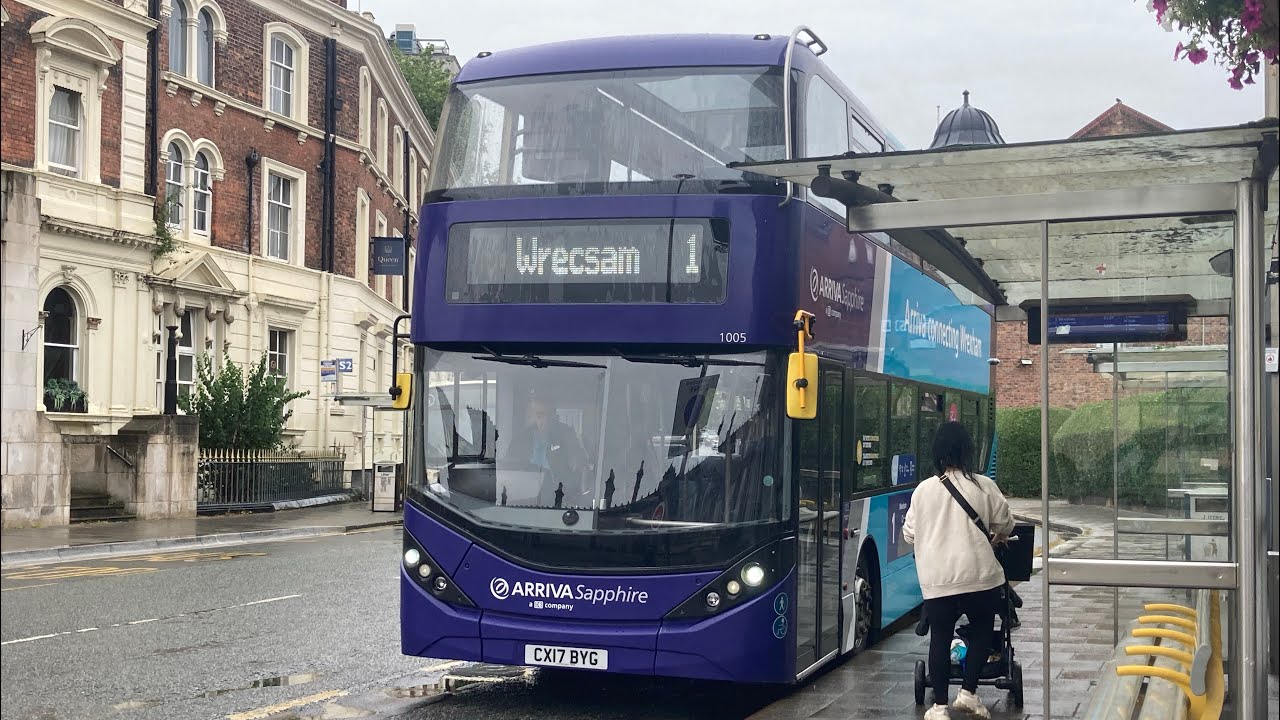 Arriva Wales (Wrexham) - 1005 CX17 BYG - Route 1 - YouTube