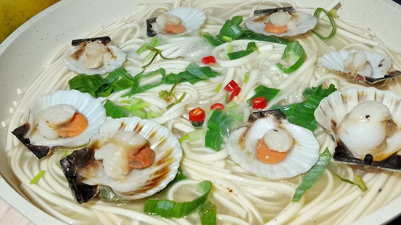 SCALLOPS KOREAN PASTA HOW TO COOK PASTA with SCALLOPS - YouTube