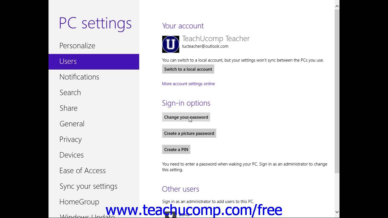 Windows 8 Tutorial Managing Users Microsoft Training Lesson 3.3 - YouTube