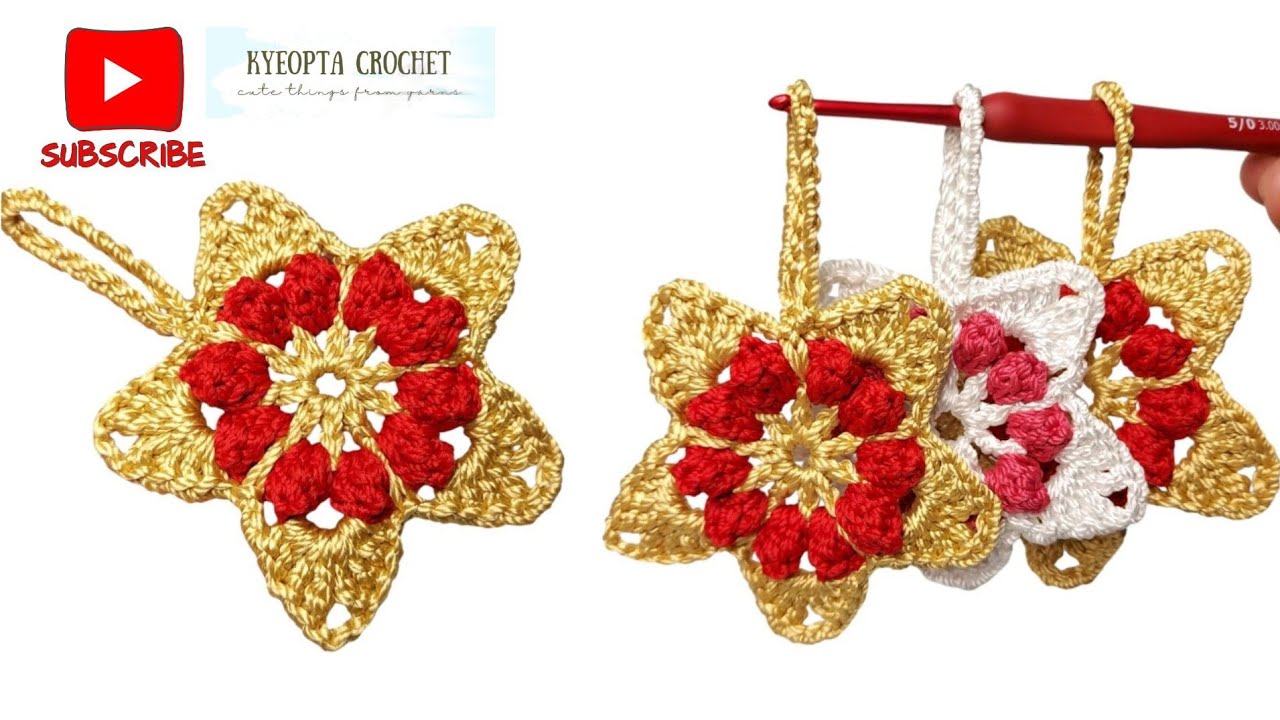 Crochet Star Ornaments - Hiasan Berbentuk Bintang - Gantungan Kunci ...
