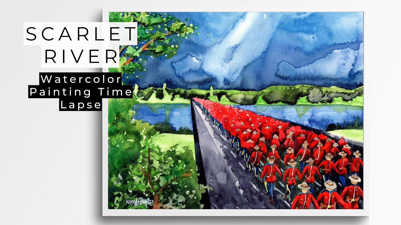 RCMP Watercolor Painting Art Time Lapse: Scarlet River - YouTube