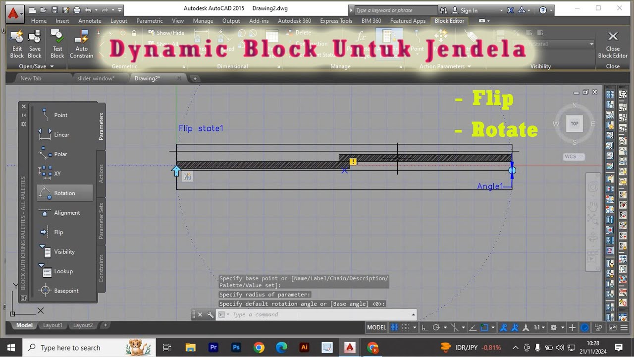 Dynamic Block Untuk Jendela - YouTube