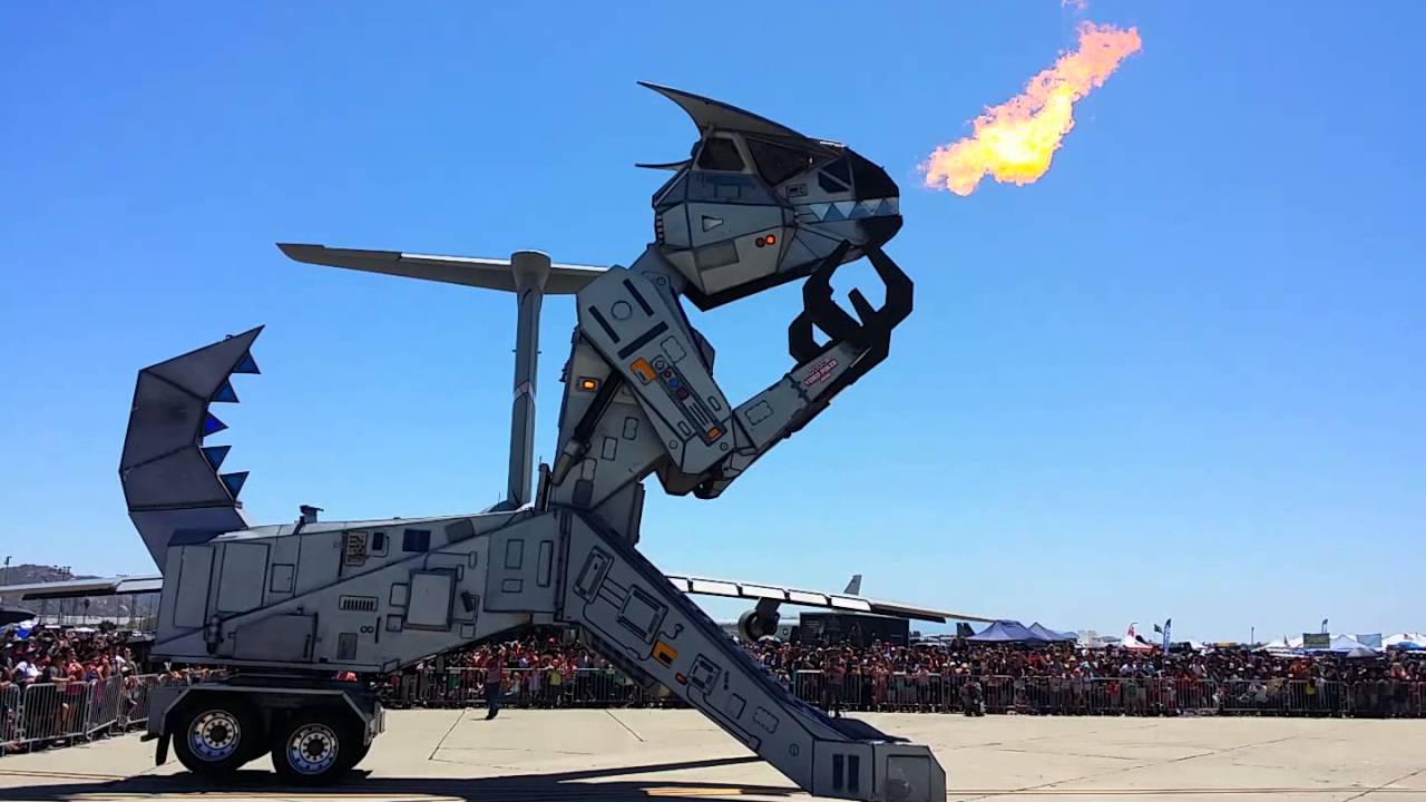 Robosaurus at March Air Base - YouTube