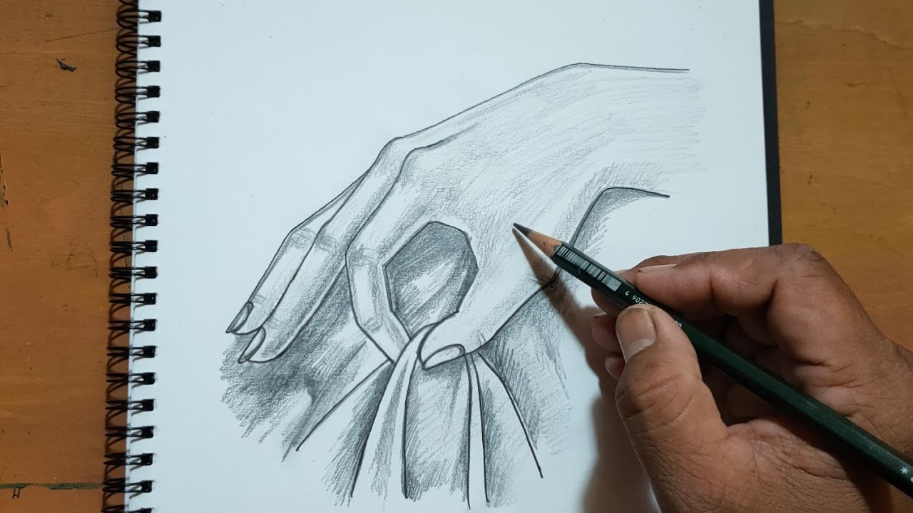 learn to draw the simple hand process - YouTube