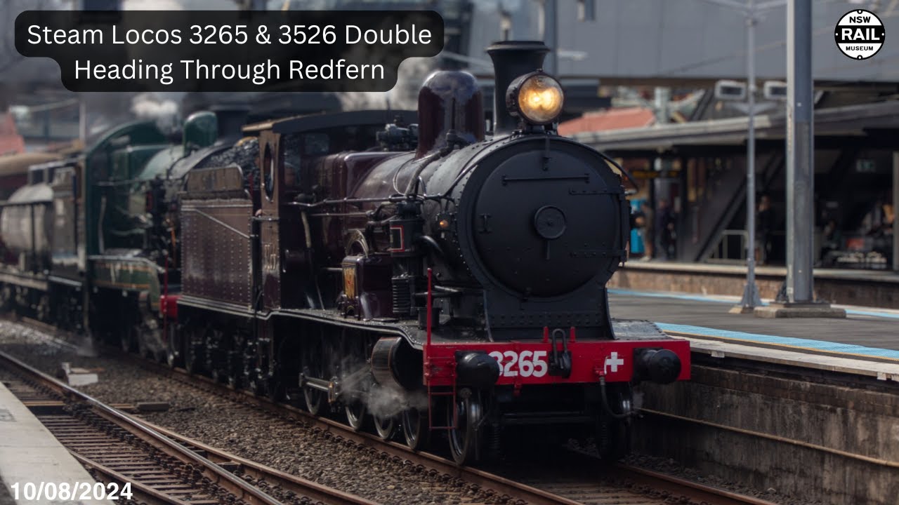 Steam Locos 3265 & 3526 Double Heading Through Redfern - 10/08/2024 ...