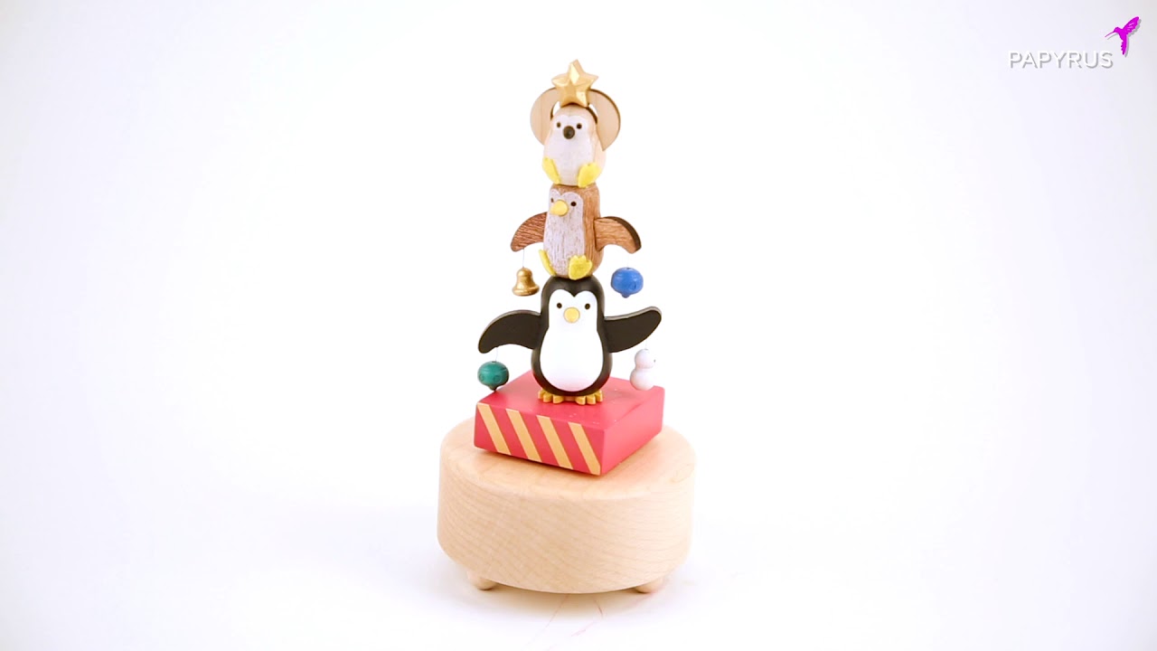 Playful Penguins Wooden Music Box - YouTube
