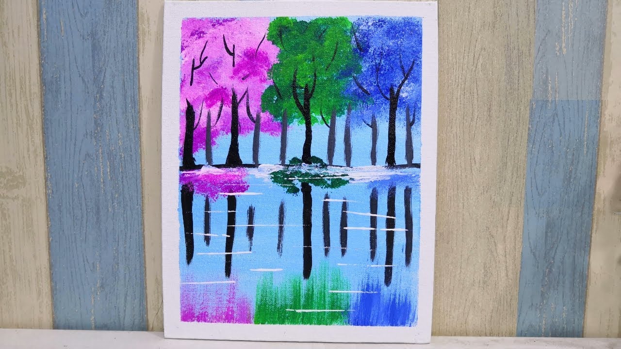 Acrylic Painting Demo #13| Reflections in Water| Easy and Simple ...