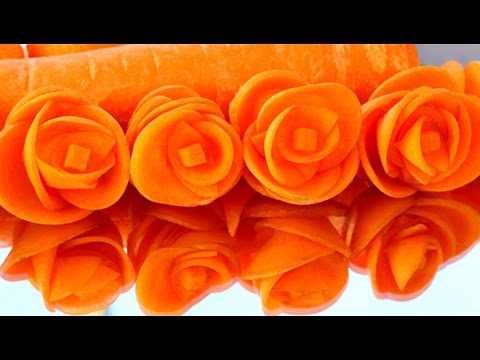 Step By Step: How It's Made Carrot Rose Flower | Vegetable Carving ...