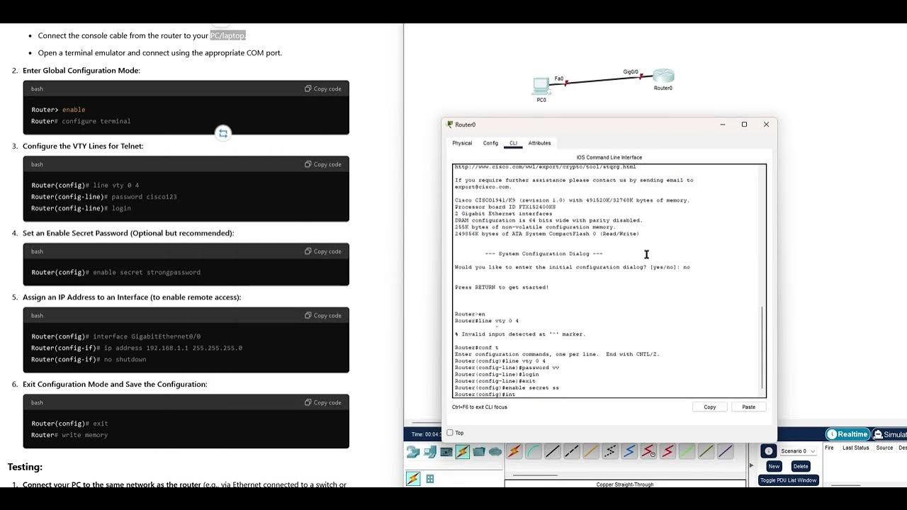 Cisco Router Telnet Configuration Lab - YouTube