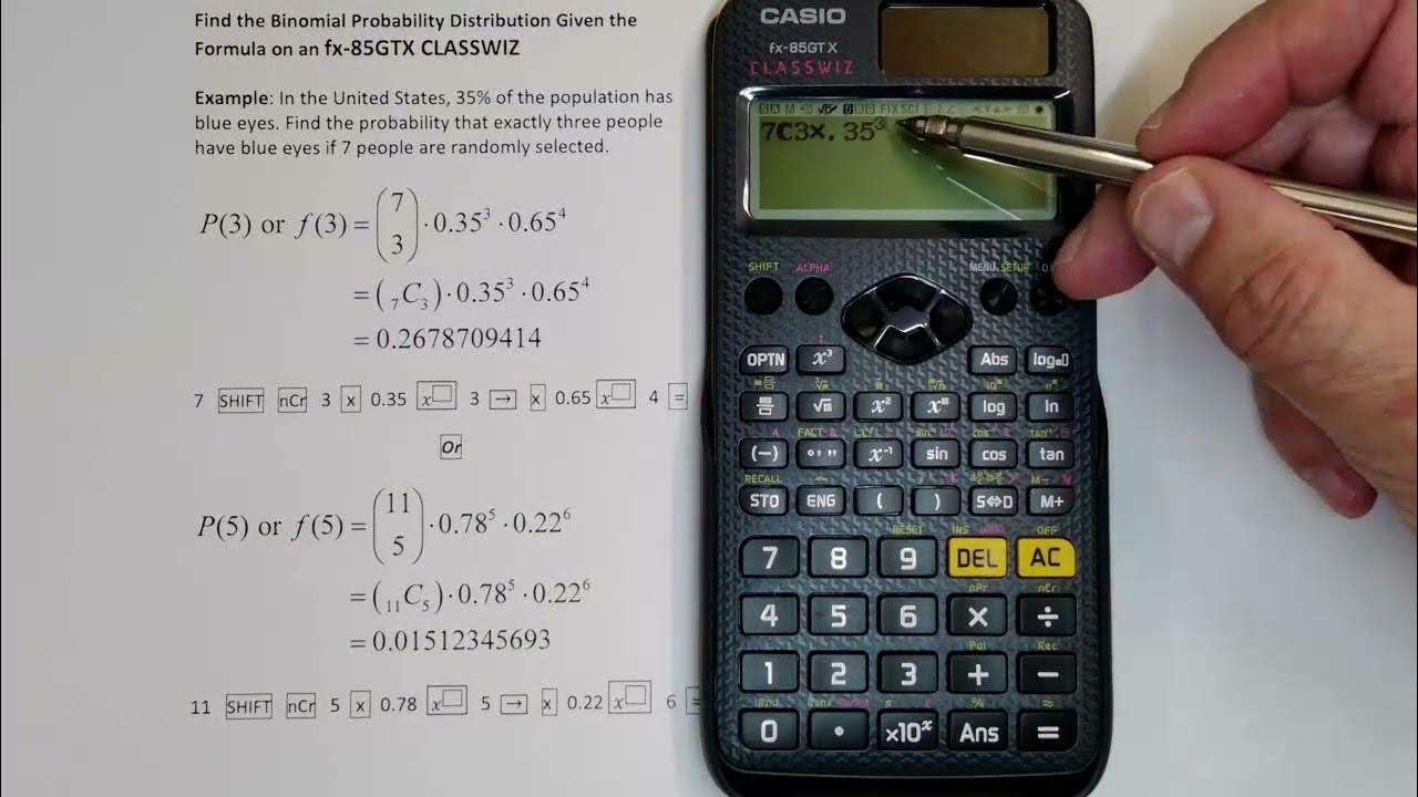Probability of a Binomial Probability Distribution Given the Formula on an fx-85GTX CLASSWIZ ...