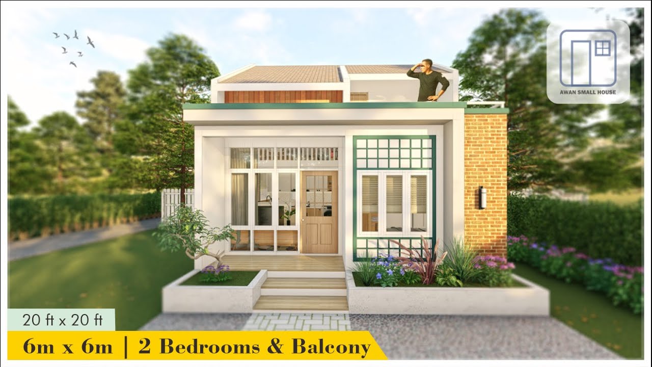 6x6m (36 Sqm) - Attractive Small House with 2 Bedrooms & Balcony ...