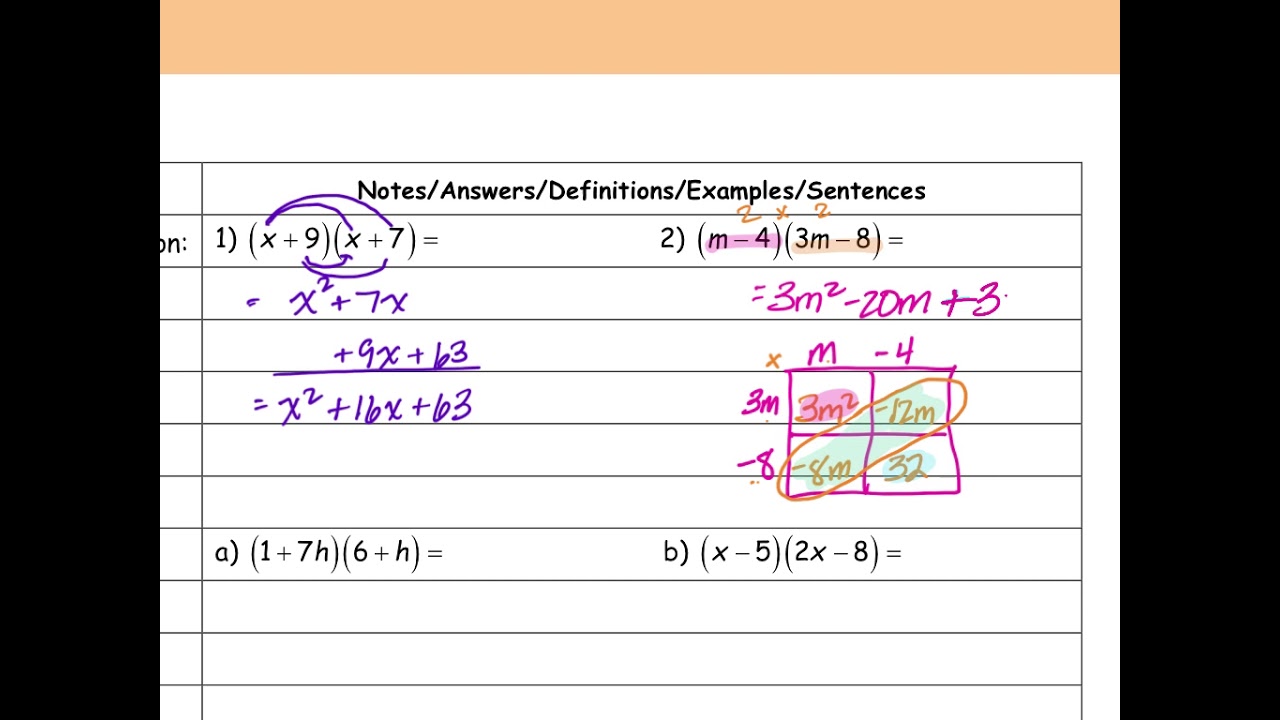 Lesson 8.5 Double Distributive Property - YouTube