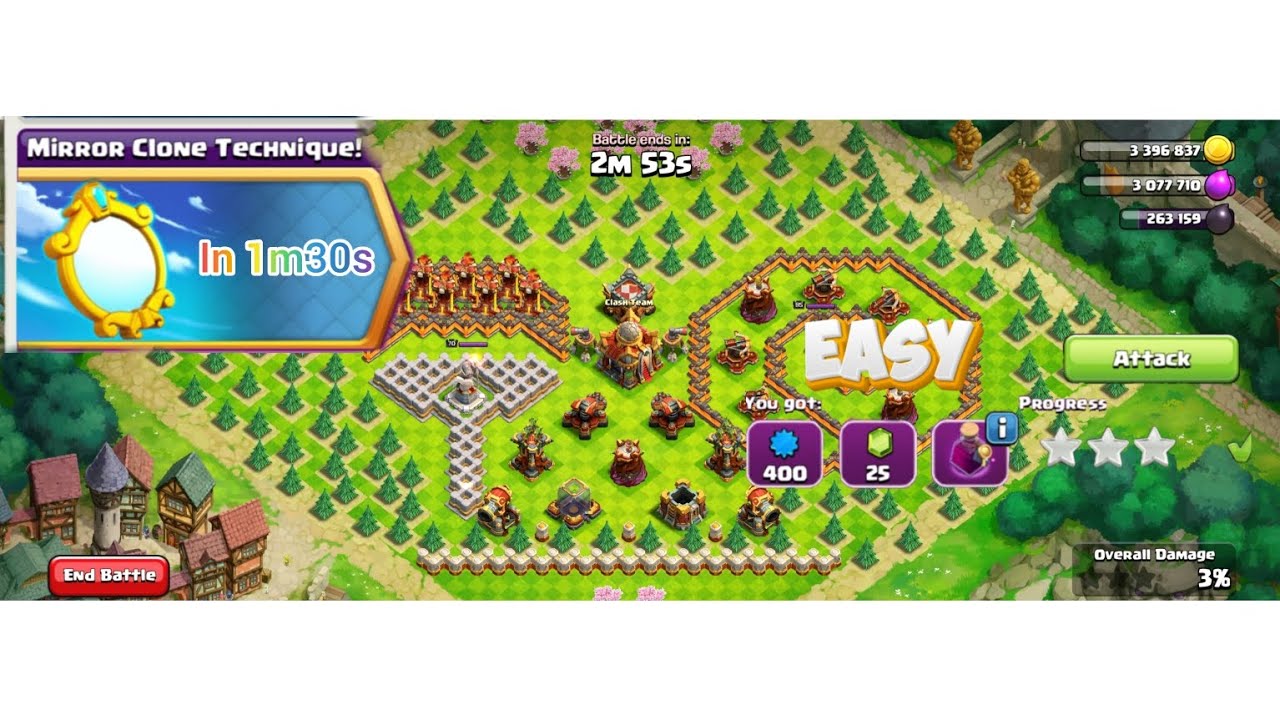 mirror clone technique makes it easy to get 3 stars and reward the gem ...