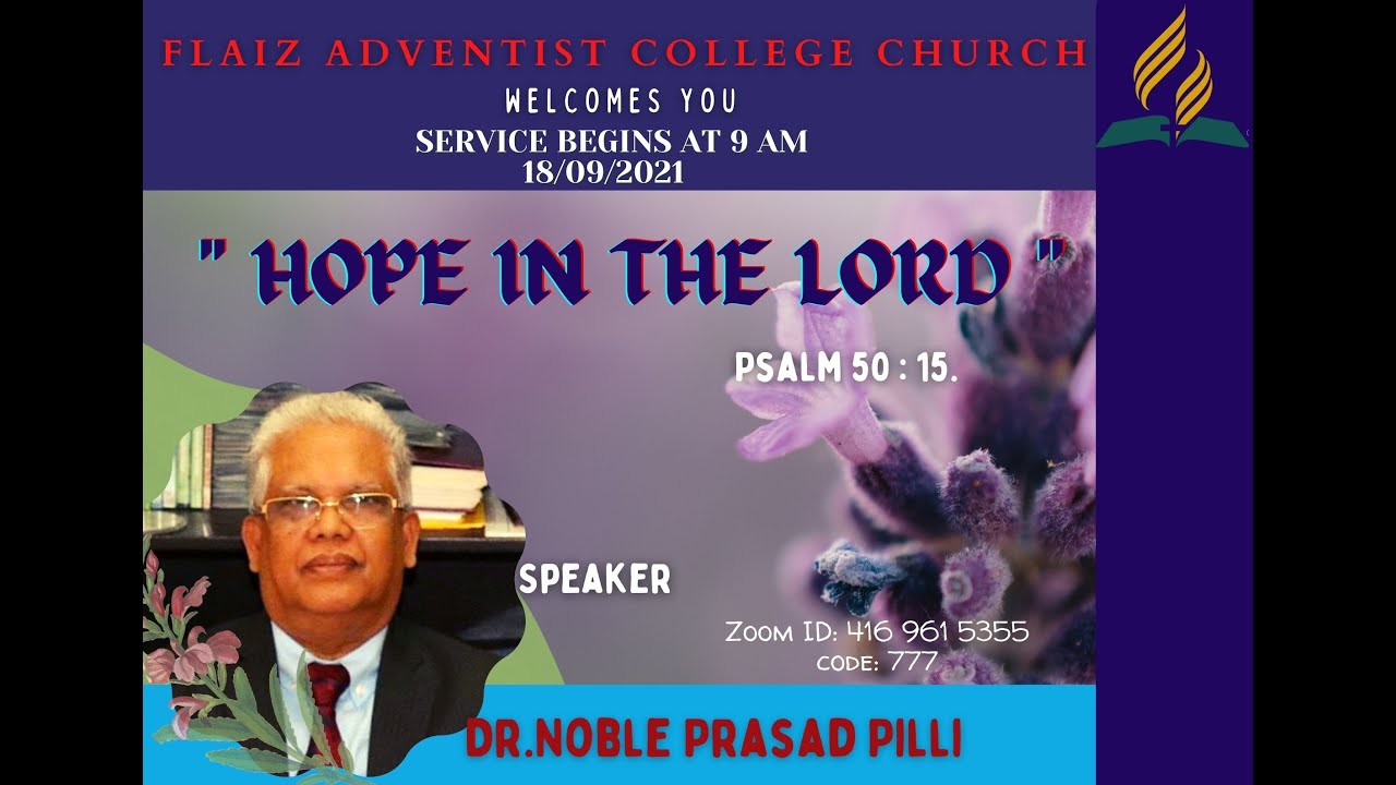 Sermon Title: "Hope in the Lord"# By Dr & Pr. Noble Prasad Pilli - YouTube
