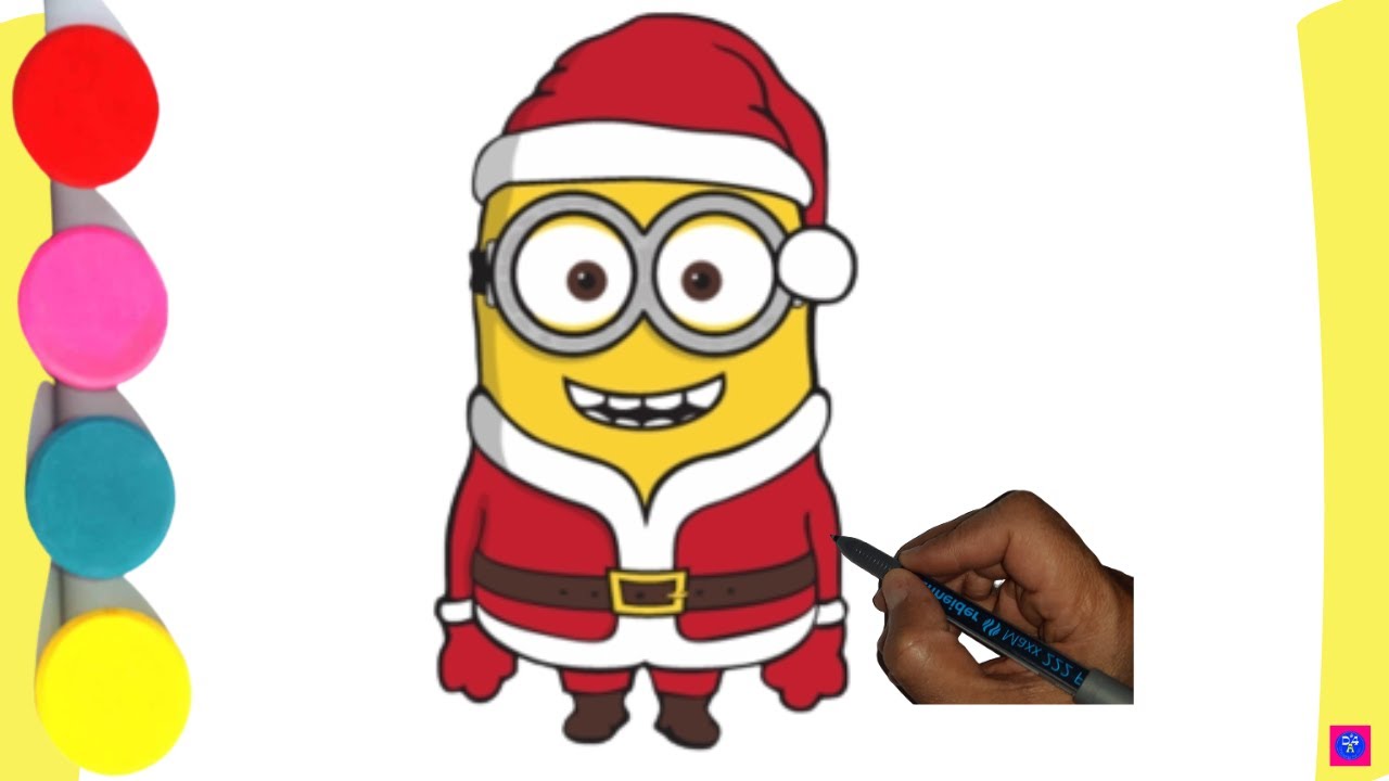How to draw Christmas minion by simple steps | DRAW MINION BOB - YouTube