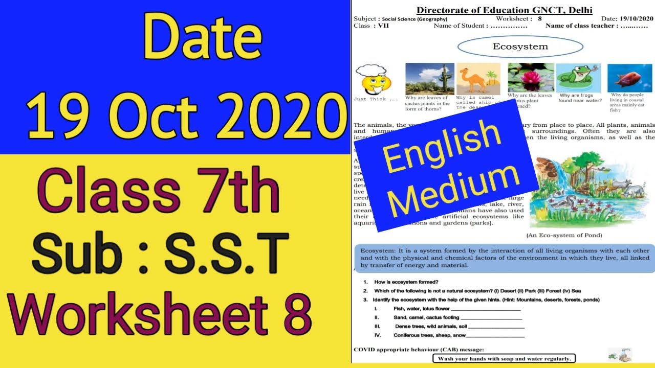 Worksheet 8 class 8 sst(19 Oct 2020)English medium monday/Worksheet 8 ...
