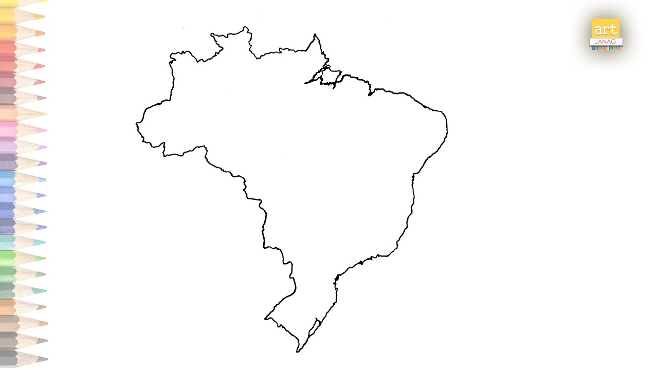 Brazil map outline | How to draw Brazil map outline step by step | Map ...