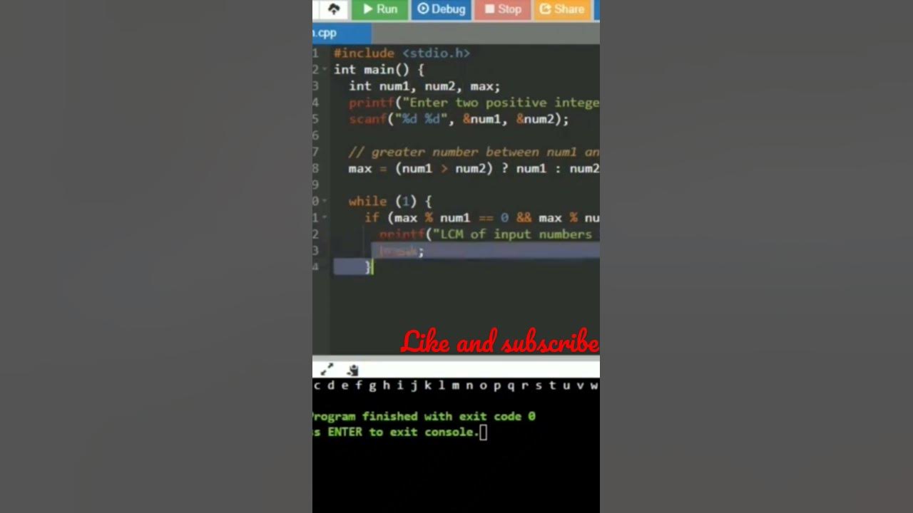 Program To Find Lcm Of Two Numbers Using While Loop Code Codemasters