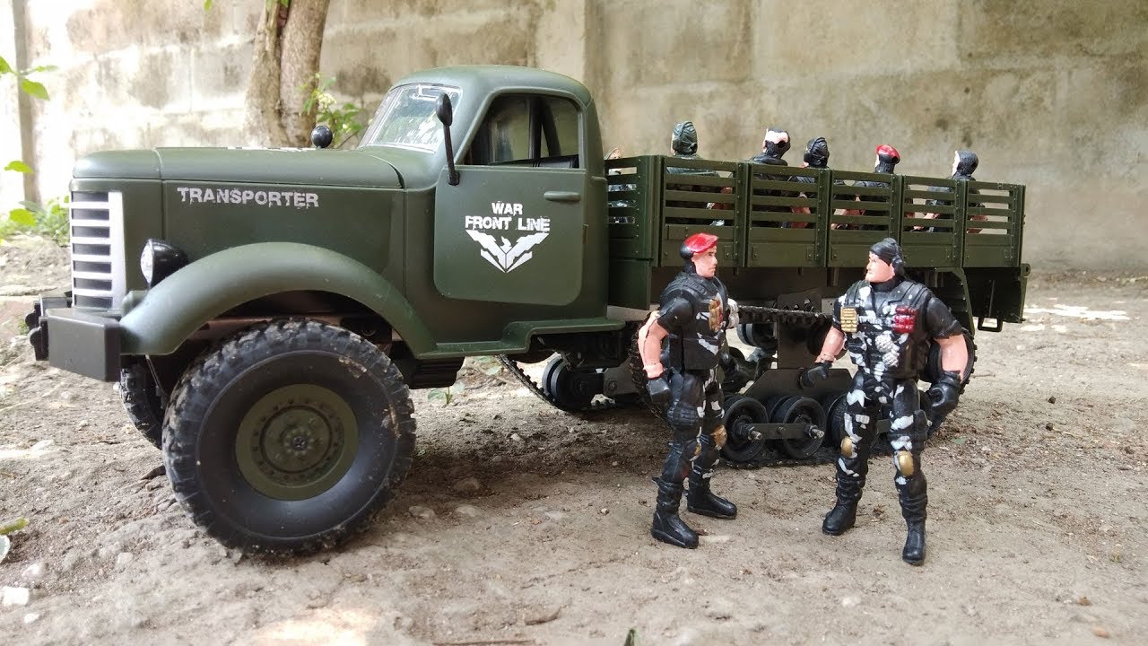 Half-track RC Transporter vehicle 1/16 & Toy soldiers Army men - YouTube