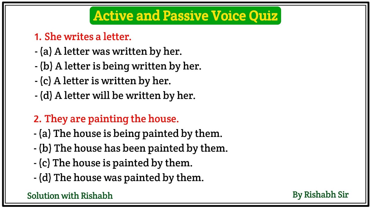 Active and Passive voice quiz | Active and Passive voice in english ...