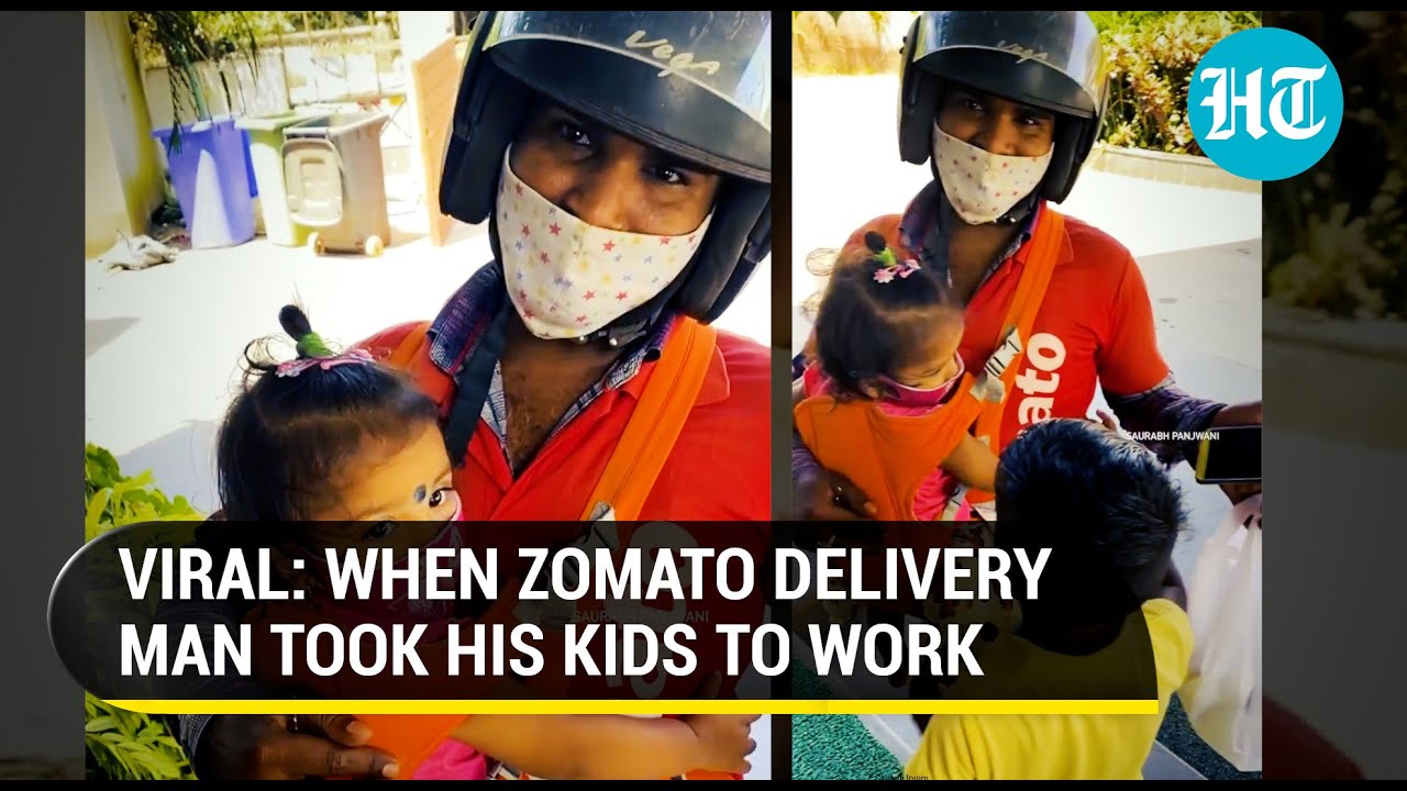 Zomato delivery partner carries kids to work; Netizens call him ‘real ...