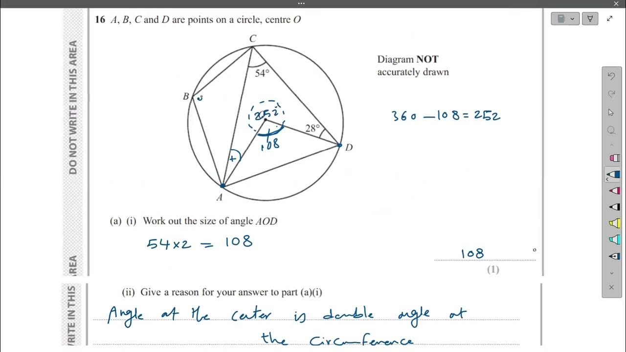 IGCSE Edexcel Mathematics 4MA1 - 2024 November - 2H - Q16 Circle theorem - YouTube