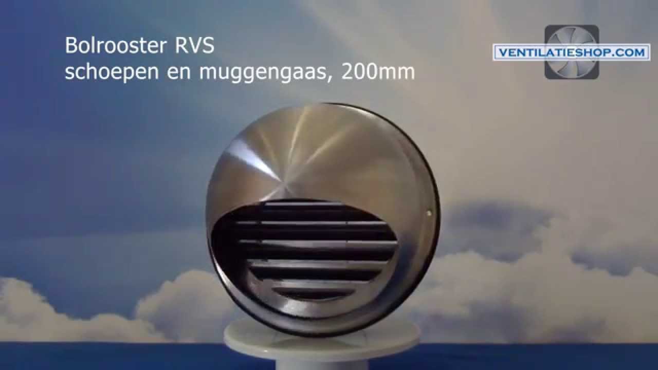 Bolrooster RVS, schoepen en muggengaas, 200mm - Ventilatieshop.com ...