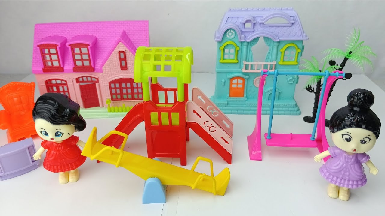 8 Minutes satisfying with Unboxing Pink Doll House & Playground Playset ...