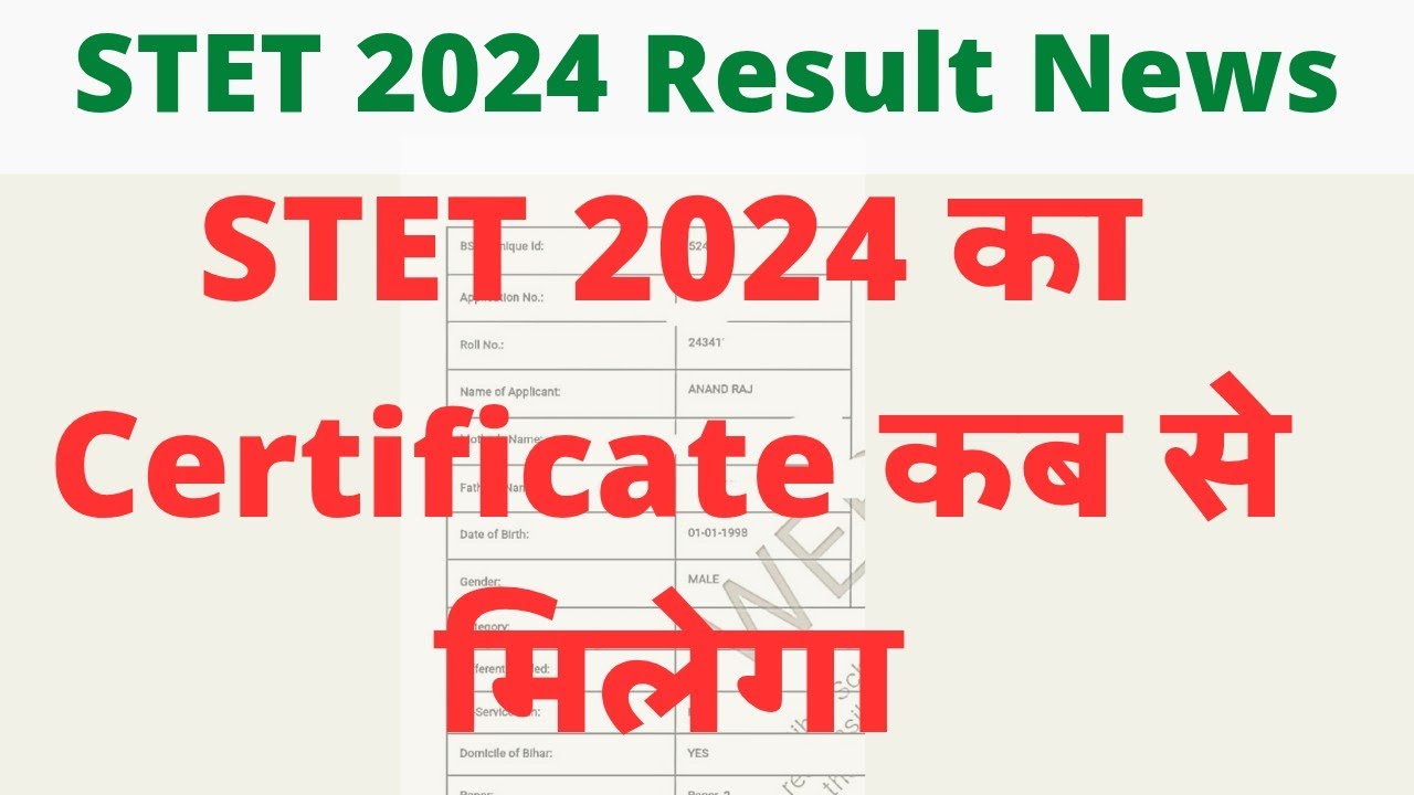STET 2024 Certificate इसदिन से मिलेगा ।। bihar Stet 2024 Certificate ...