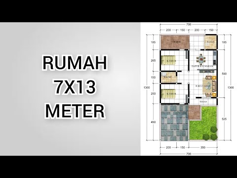 Denah Rumah 7x13 Meter - 2 kamar tidur - YouTube