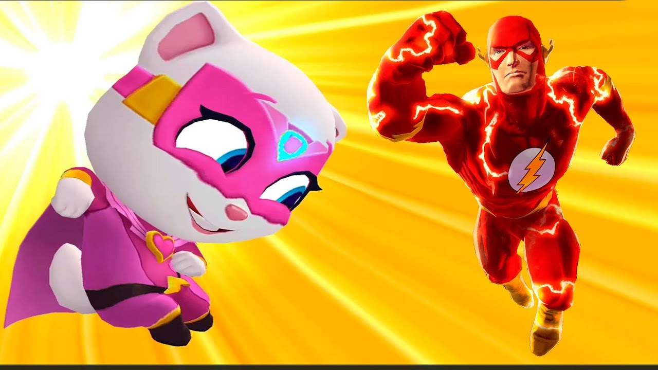 SUPER ANGELA MORE SPEED THAN THE FLASH - TALKING TOM HERO DASH - YouTube