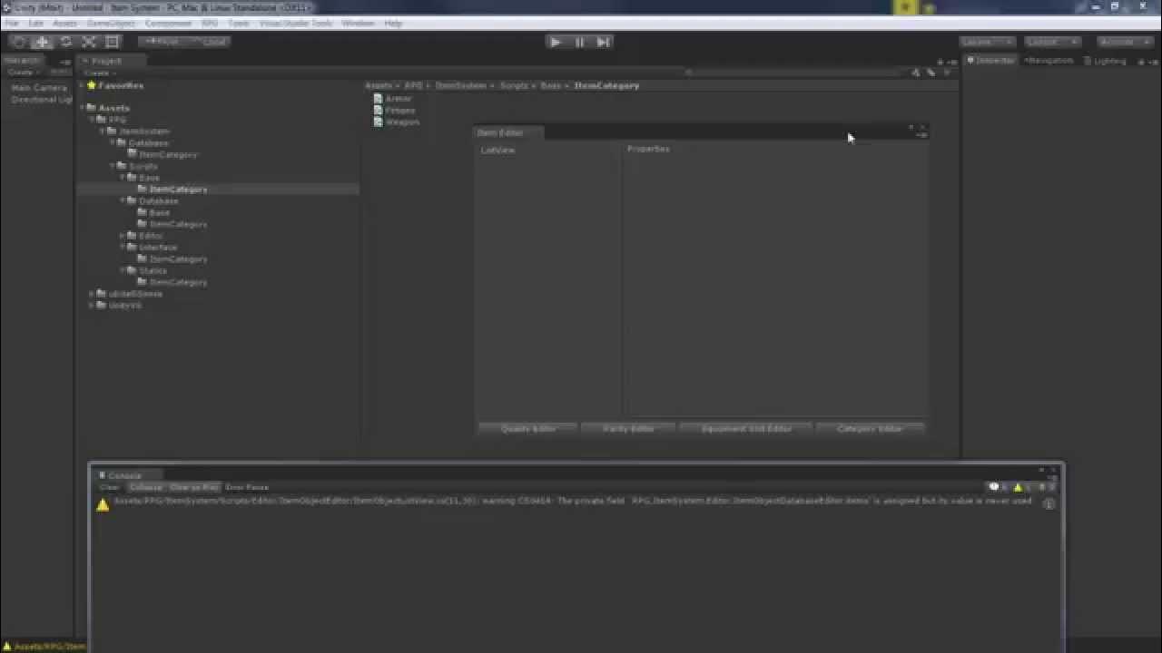 RPG API in Unity3D - 010 - Item System - 09 - Item Editor Layout - YouTube
