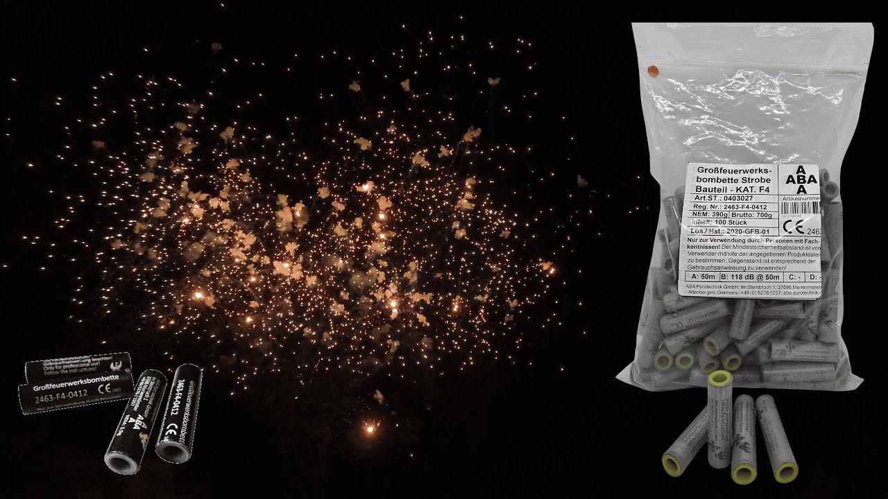 ABA Großfeuerwerksbombette Flimmer/Strobe/Gold - YouTube