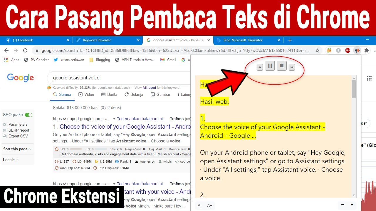 Cara Memasang Pembaca Teks Google Chrome di Laptop atau Komputer - YouTube