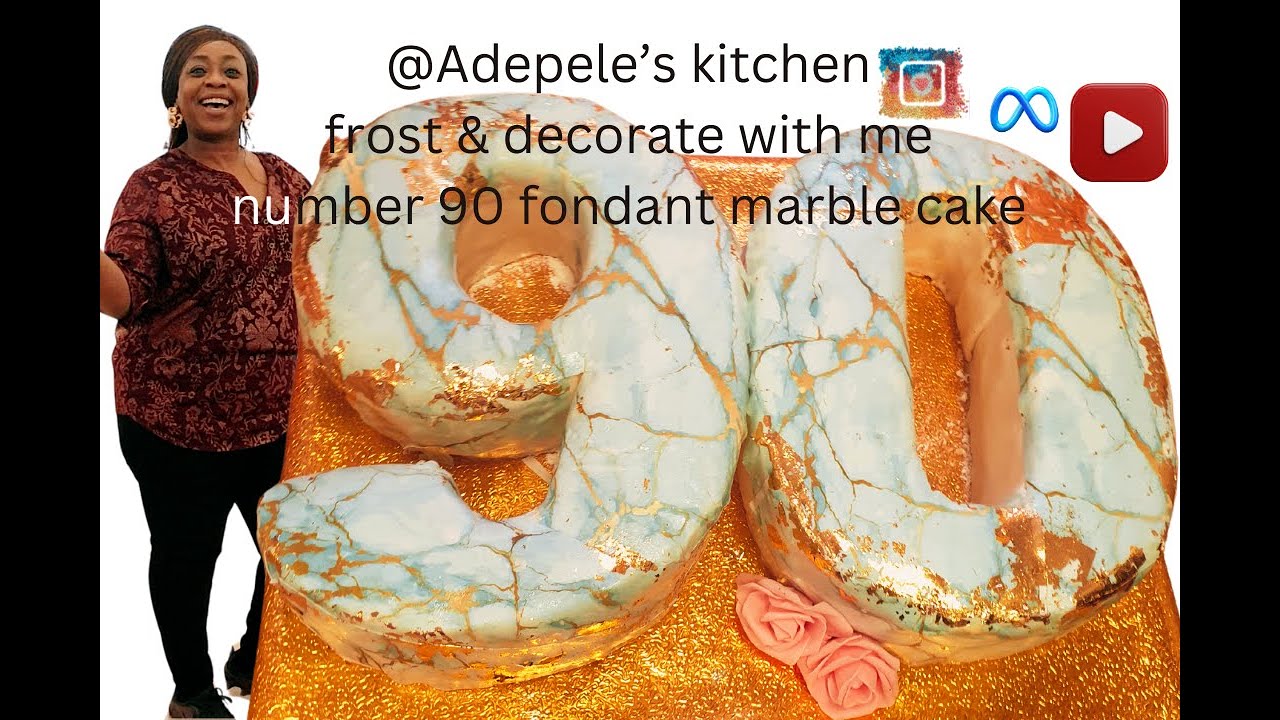 Frost & Decorate With Me - Number 90 Birthday Cake Fondant Marble cake ...