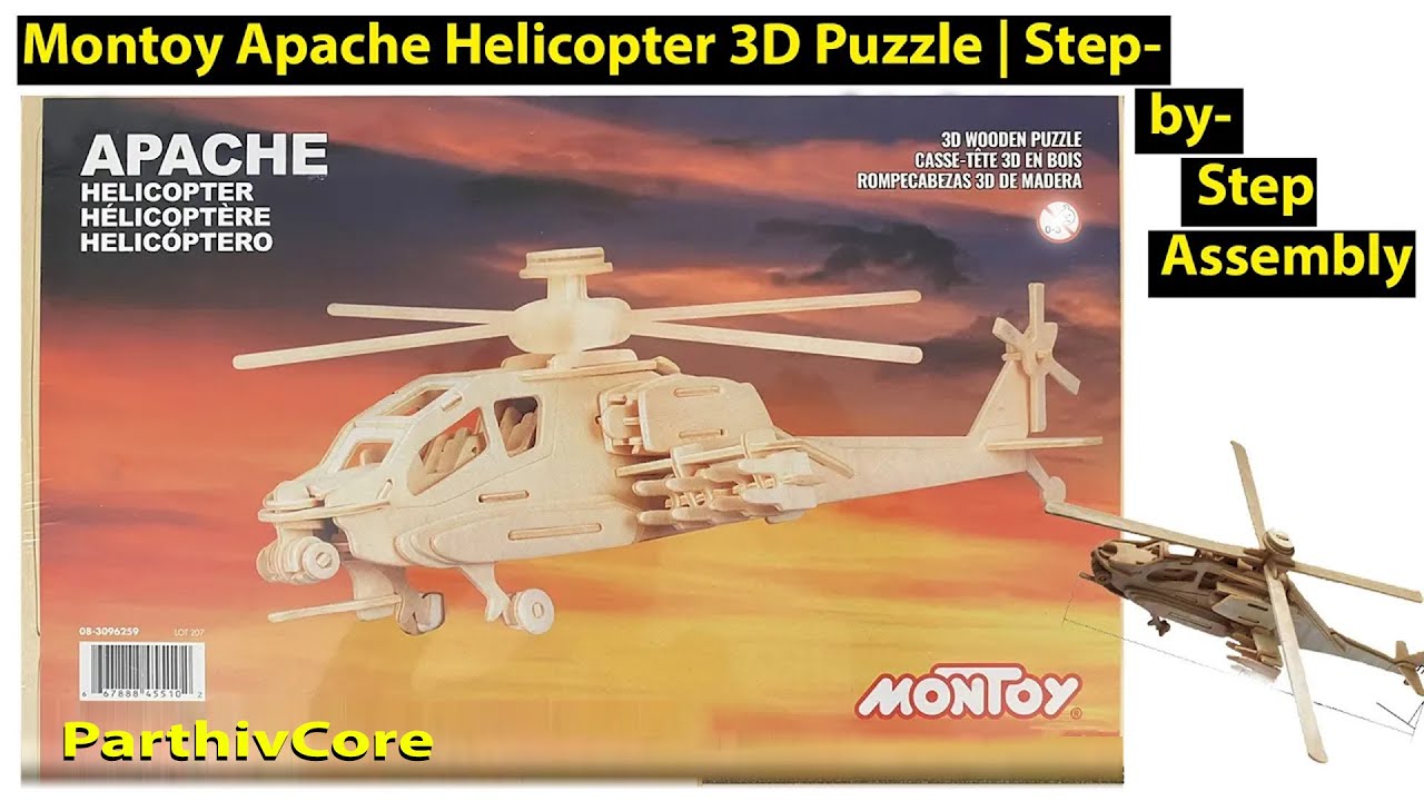 APACHE HELICOPTER 3D wooden puzzle, #WoodenPuzzle #Montoy # ...