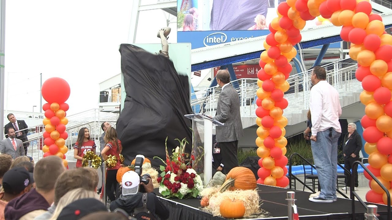 Statues of Dwight Clark and Joe Montana unveiled outside Levi's Stadium ...