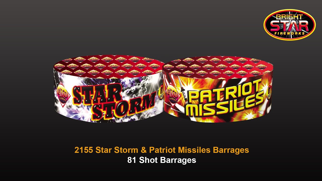 Bright Star Fireworks - 2155 Star Storm & Patriot Missiles 81 Shot ...
