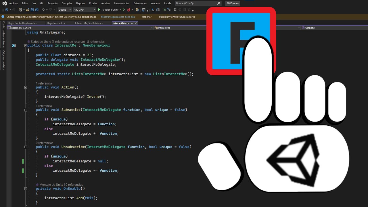 Interactuar Con Objetosentidades Con El Jugador Unity3d Youtube
