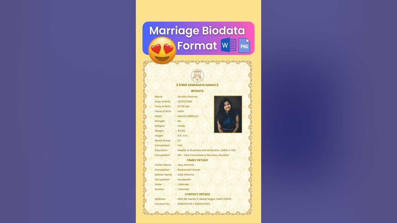 Biodata Kaise Banaye📲| Biodata for Marriage🥰| Bio Data Form English # ...