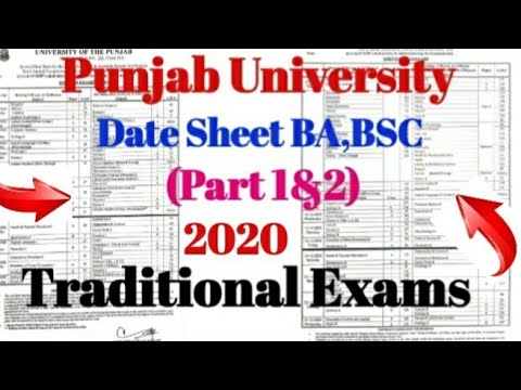 Punjab University Date Sheet of BA,BSC (Part 1&2) Traditional Exams ...