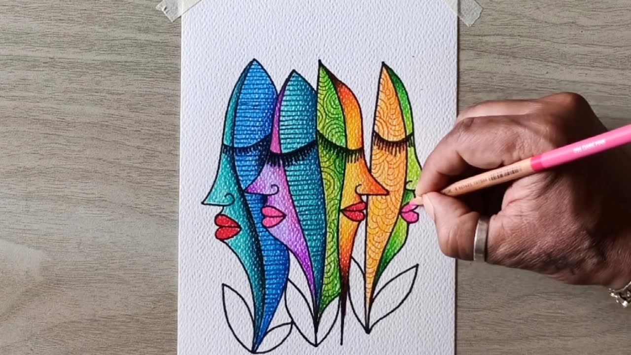 Multiple Face Drawing / Easy Abstract Art Idea - YouTube