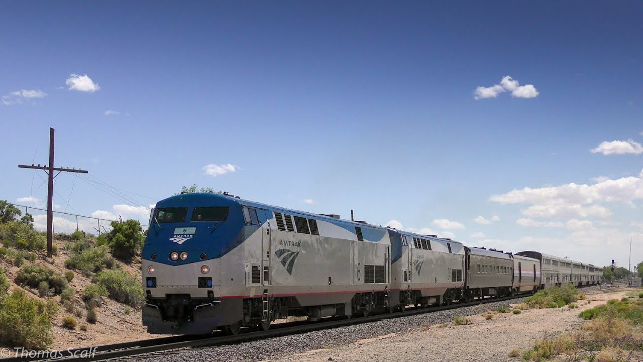 Amtrak 4 with DOTX 221 Meets the Rail Runner at Bernalillo, NM! - YouTube