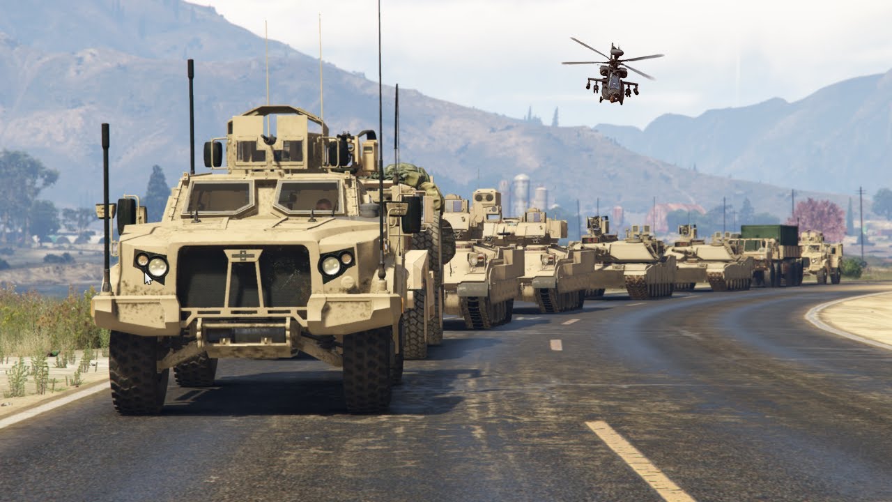 GTA V | US Army convoy passing Through - YouTube