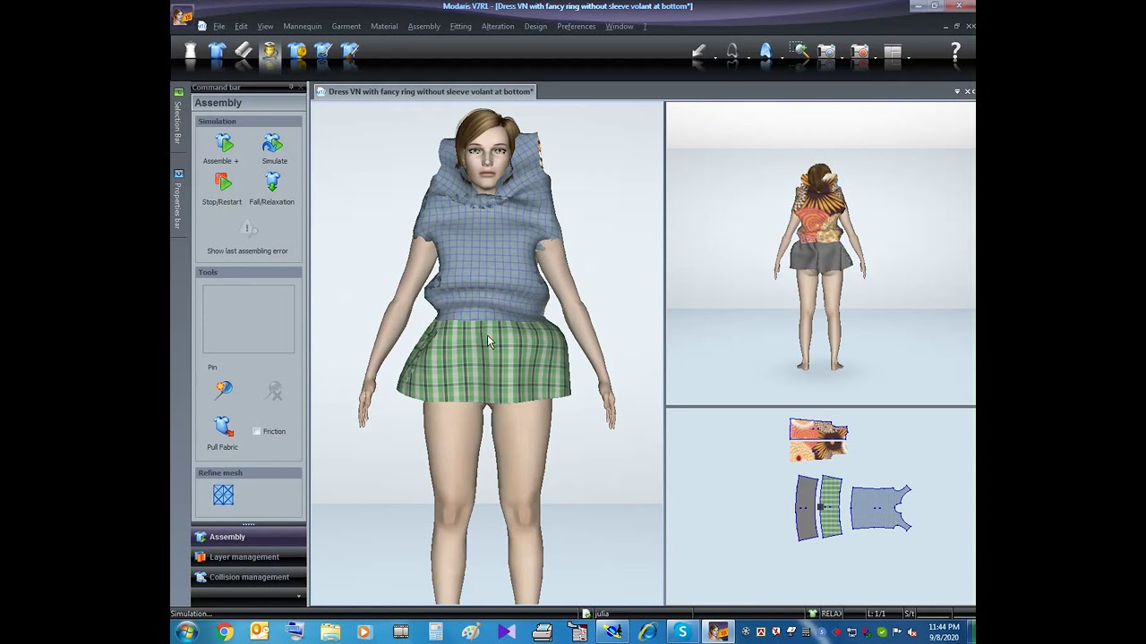 Lectra Modaris 3D cad pattern fitting📱Dress with fancy ring without slv ...