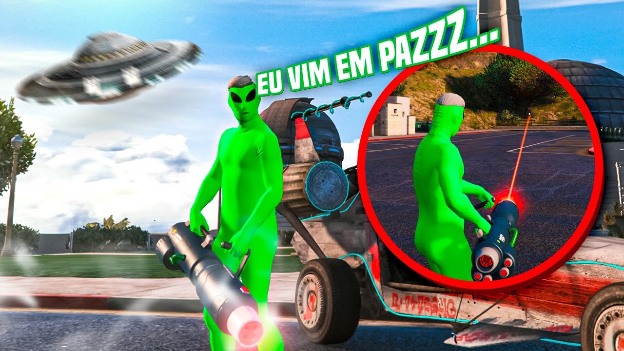 VIREI UM ALIEN E USEI ARMAS ALIENÍGENAS NO GTA RP (MINIGUN, PISTOLA ...