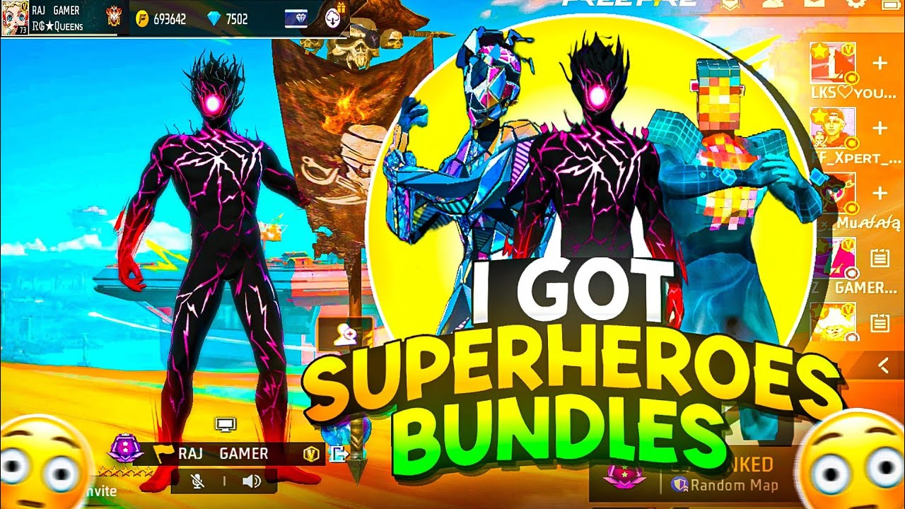 i got Free fire new Superheroes bundles - Superheroes bundle के साथ ...