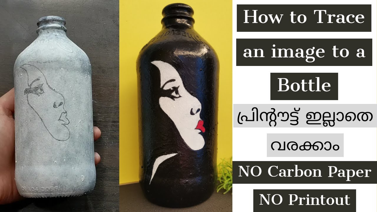 How To Trace an Image On a Bottle|NO Carbon Paper|NO Printout കുപ്പിയി ...