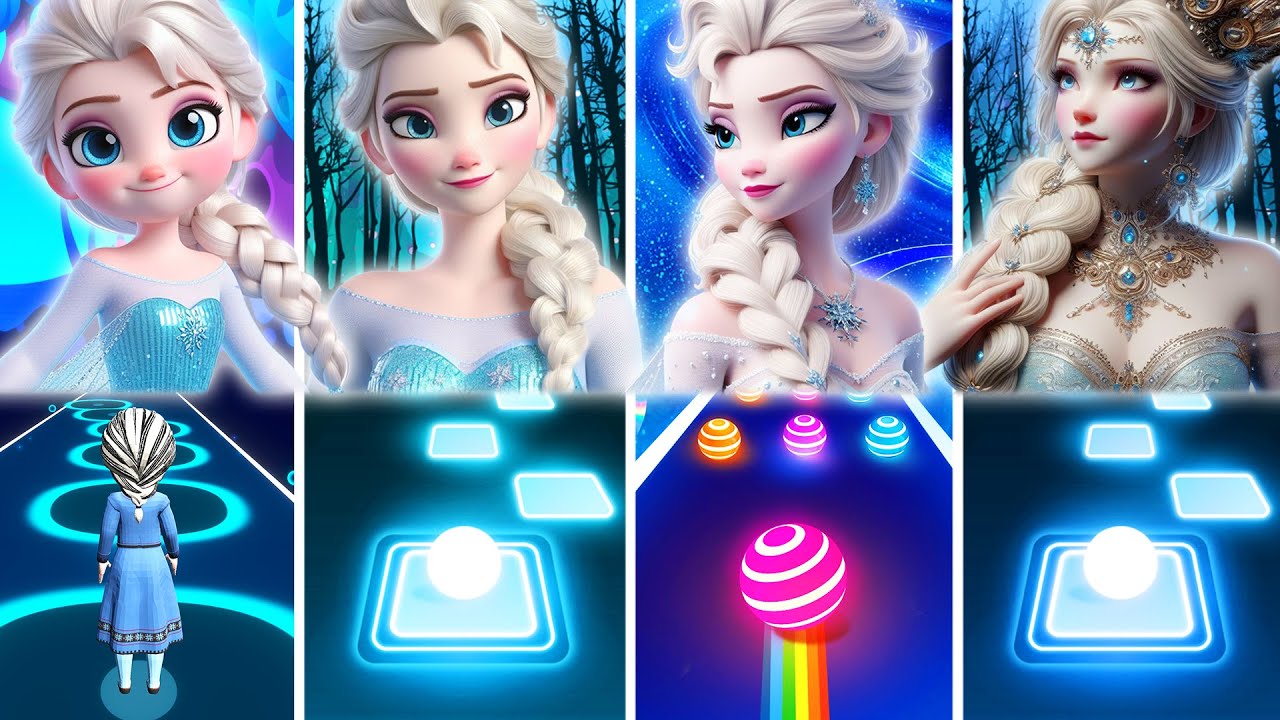 Kid Elsa Vs Frozen Elsa Vs Frozen 2 Elsa Vs Frozen 3 Elsa - Tiles Hop ...